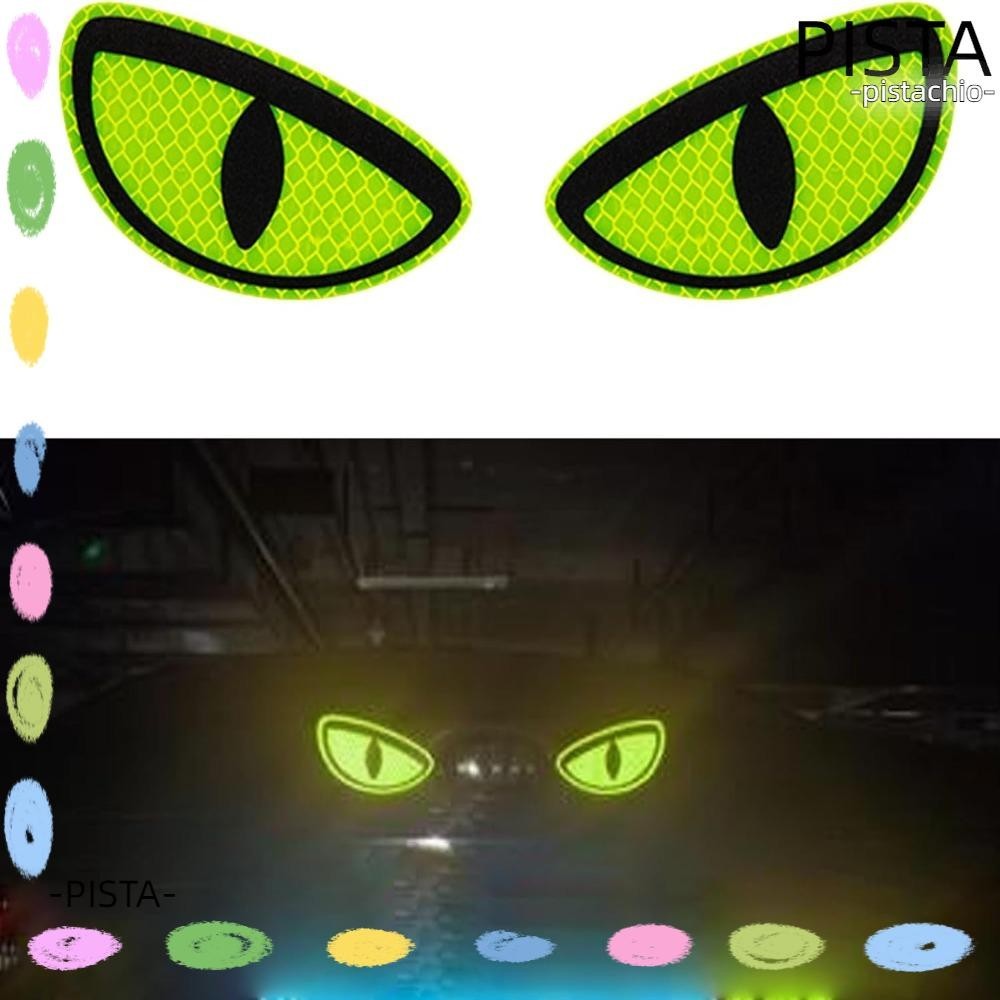 PISTA 6pcs Eye Shape Night Reflective Decals, Green Cat Eye Shape Eye ...