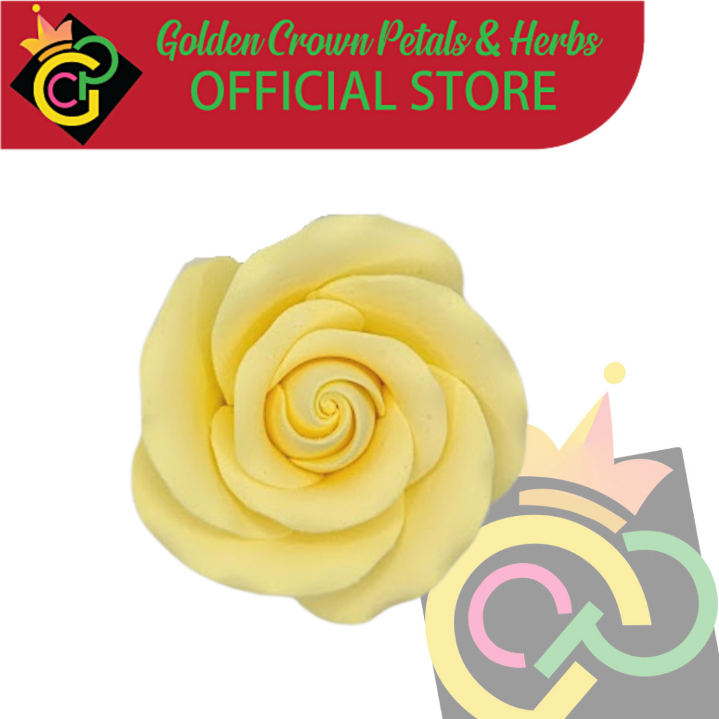 2024 Yellow Rose W/ Calyx 2.5 inch edible flower cake cupcake topper ...