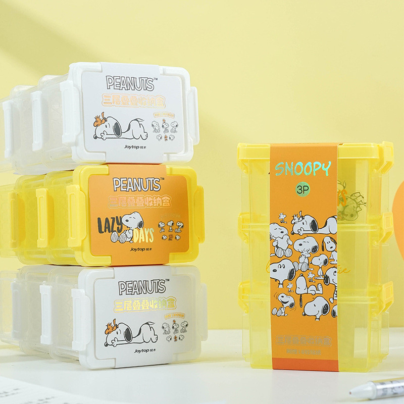 3pcs/set SNOOPY Peanuts Comics Stackable Storage Box Desktop Organizer ...