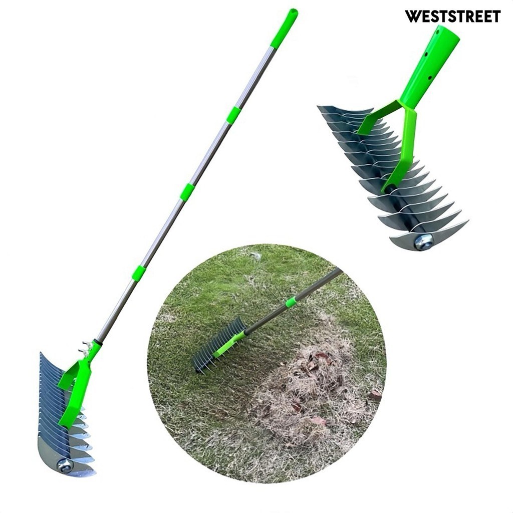 Weststreet Steel Tine Thatch Rake Soil Rake Cultivator Multi-Purpose ...