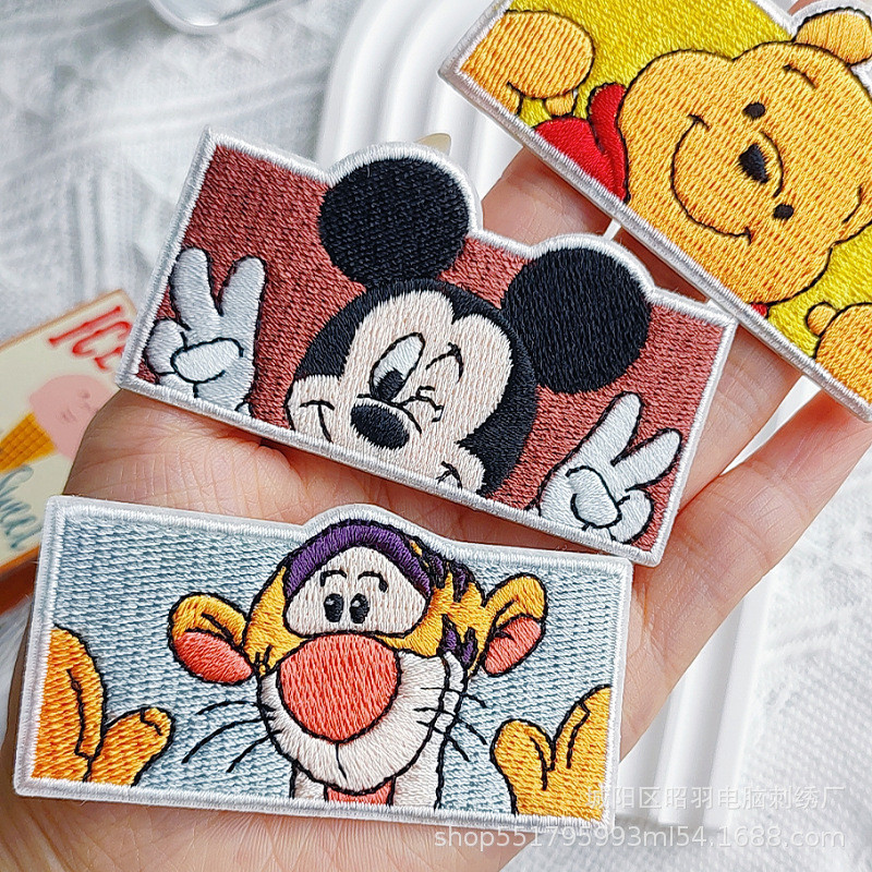 Winnie the Pooh Mickey Cloth Stickers Embroidery Stickers Self-Adhesive ...