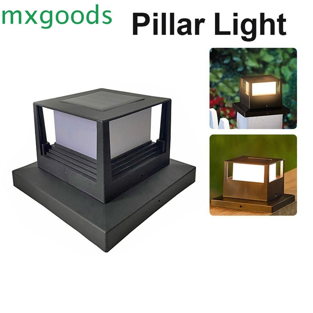 MXGOODS Fence Gate Pillar Lamp, Square Solar Powered Solar Column Light, Deck Cap Waterproof ...