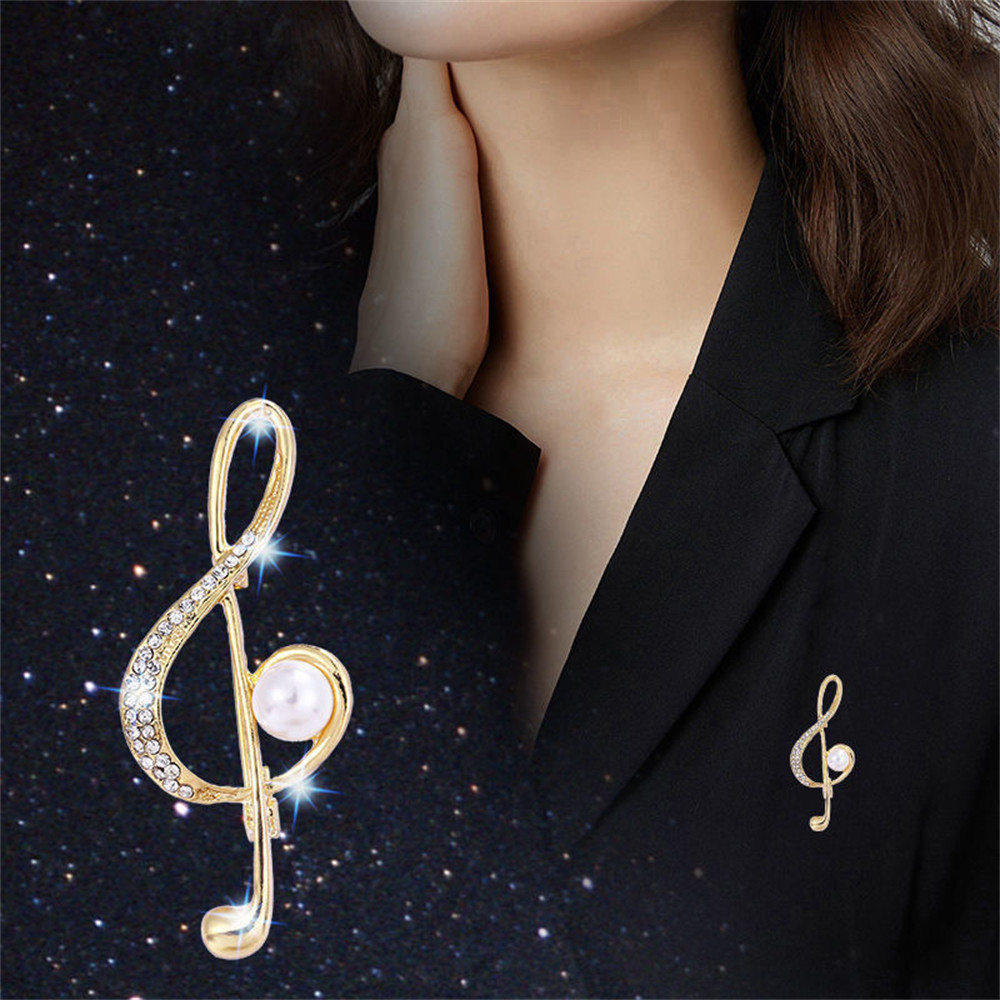 Fashion Music Note Brooch Stylish Minimalist Crysta Musical Clothing ...