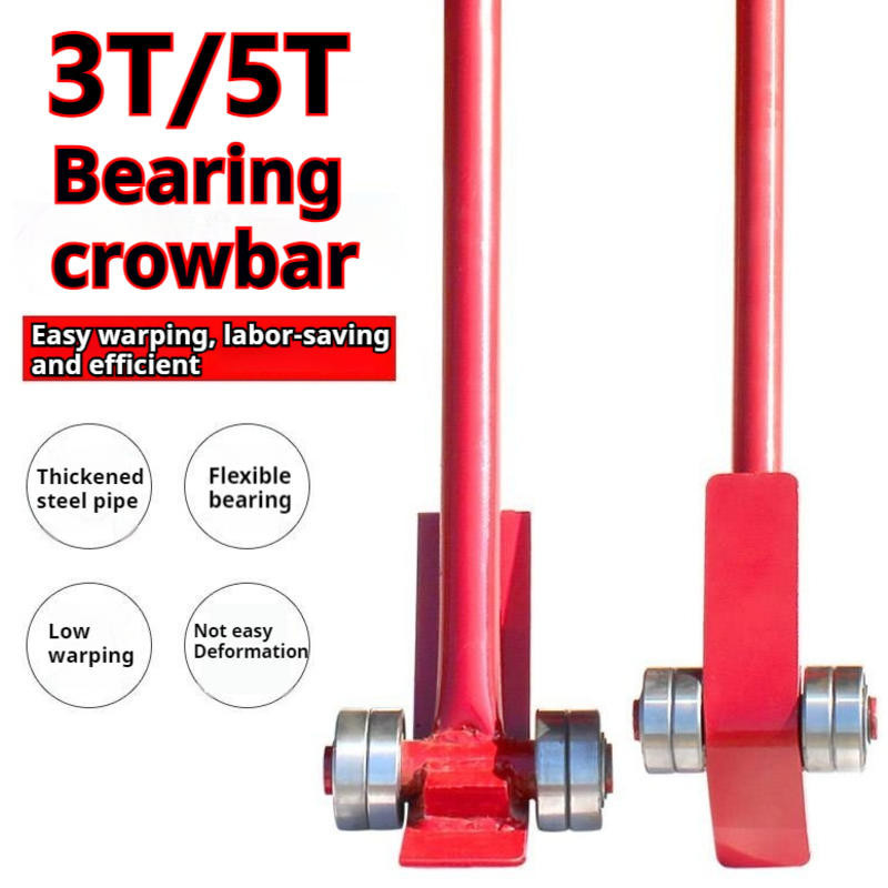 Lifting and handling pry bar with wheels, pry bar with double bearings ...