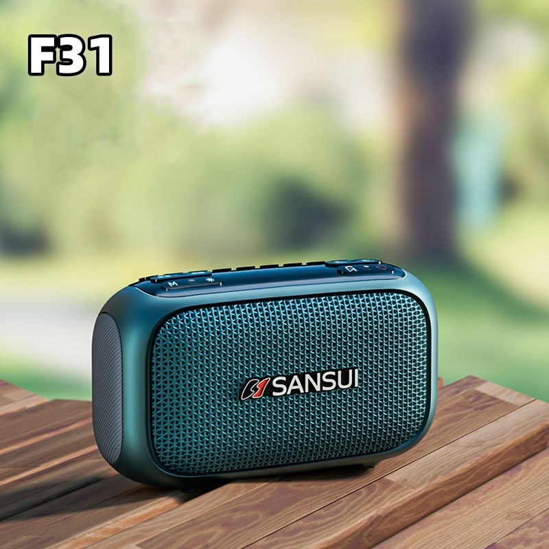 SANSUI F31 Portable FM Radio Subwoofer Bluetooth Speaker Recording LED ...