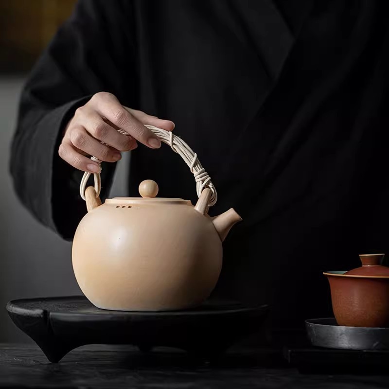 [Huayun] Ceramic Beam-lifting Kettle Rattan-woven Kettle Electric ...