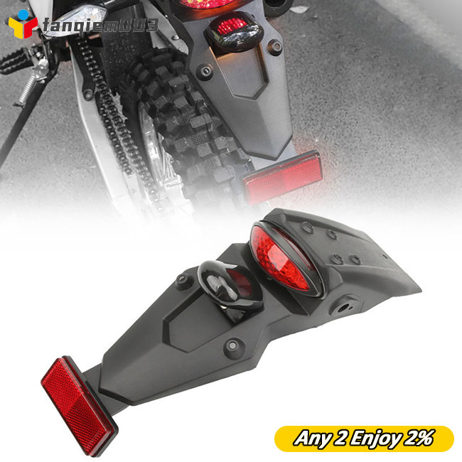 Fan Universal 12V Motorcycle Rear Fender Mudguard With LED Tail Light ...