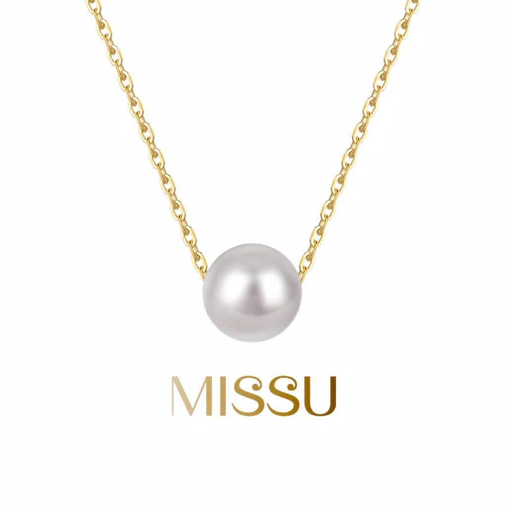 Missu Minimalist Pearl Necklace 18K Gold for Women Hypoallergenic ...