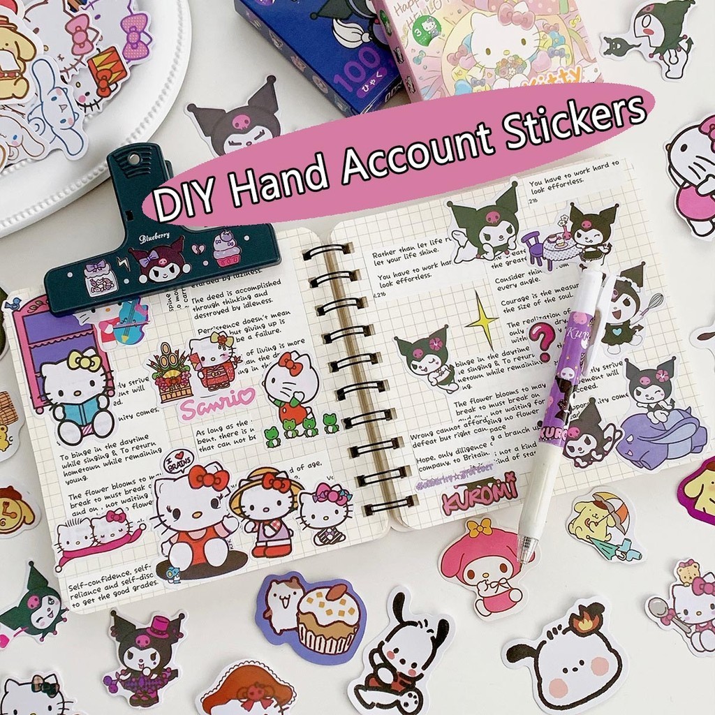 100Pcs/Box Sanrio Stickers Cute Kuromi My Melody Hello Kitty Graffiti ...
