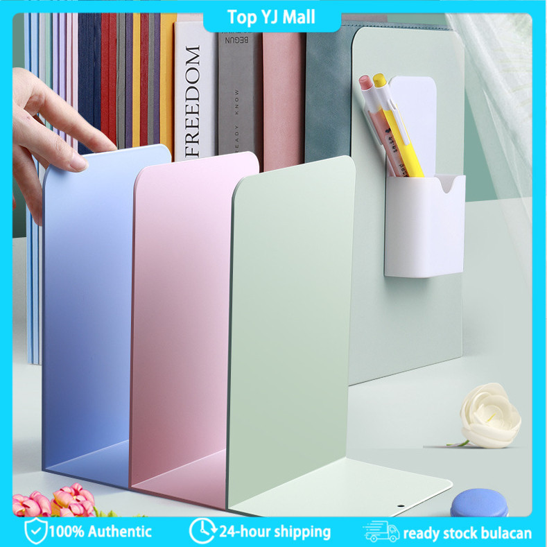 2Pcs Black White Bookends Stand Bookshelf Desktop Decorative Storage ...