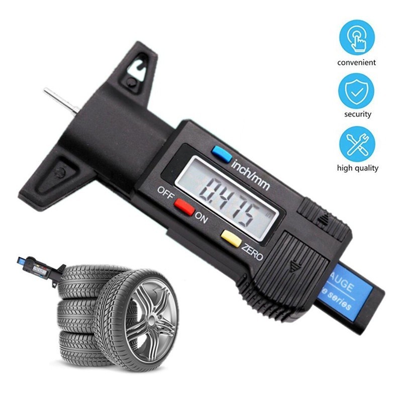 RR+`Digital Car Tyre Tire Tread Depth Gauge Meter Auto Tire Wear Detection Measuring Tool ...