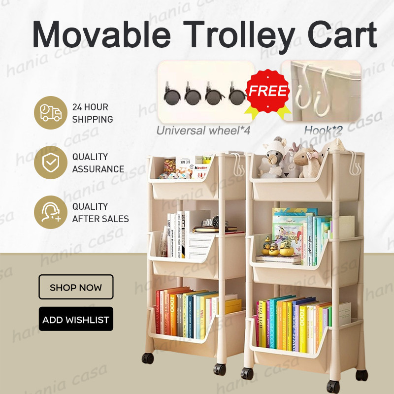 2/3/4/5 Layer Trolley Cart Organizer Storage Shelf Moving Rack With ...