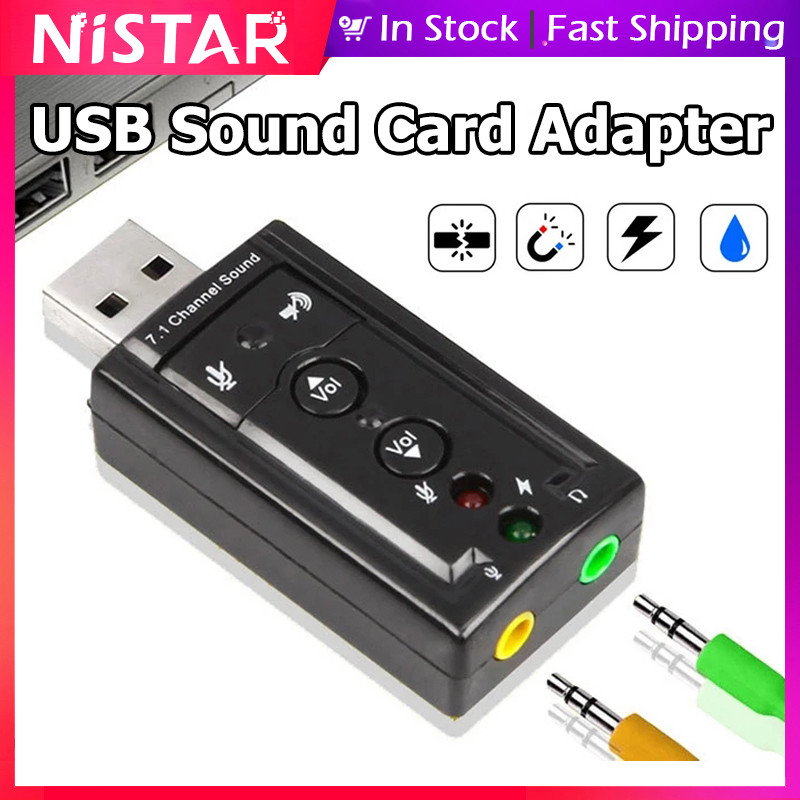 NiSTAR 7.1 Channel External USB 2.0 Sound Card With Jack 3.5mm Headphone Microphone 3D Virtual ...
