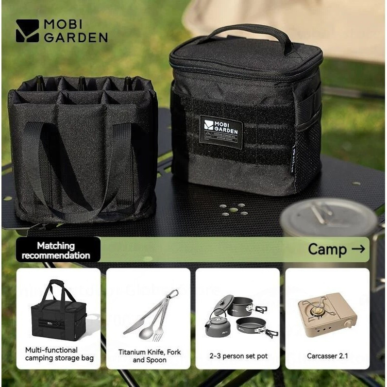 MOBI GARDEN 6pcs Set Black Spice Bag Seasoning Bottle Organizer Camping ...