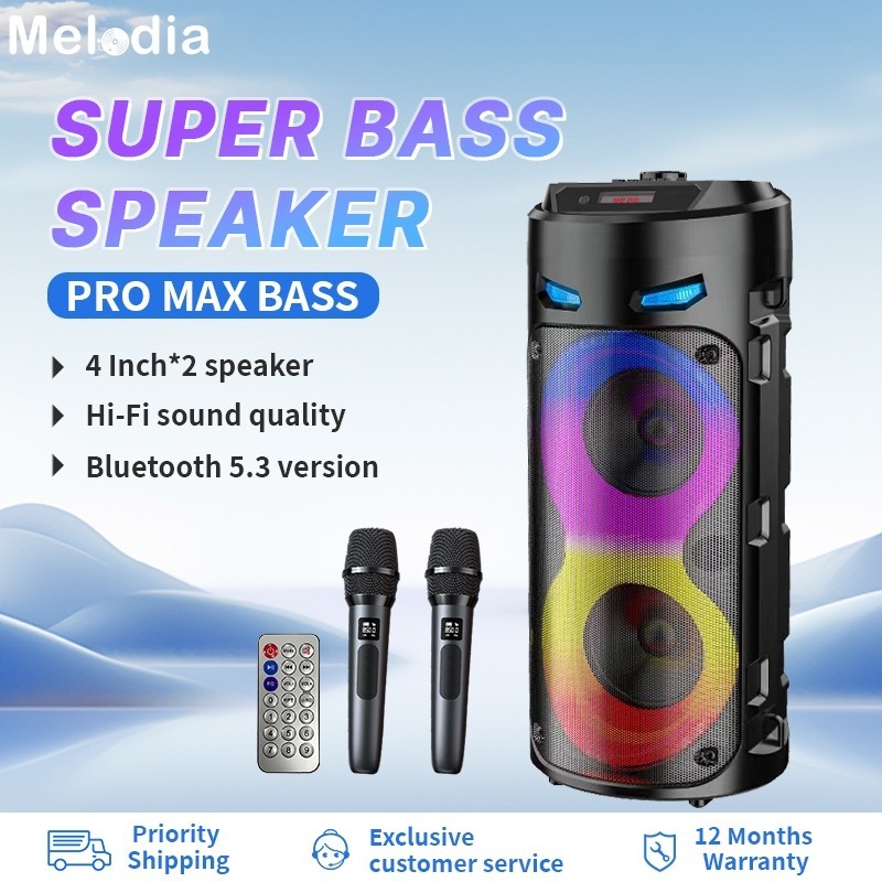【PRO MAX BASS】Speaker Bluetooth Karaoke With Free Mic Big Size Original ...