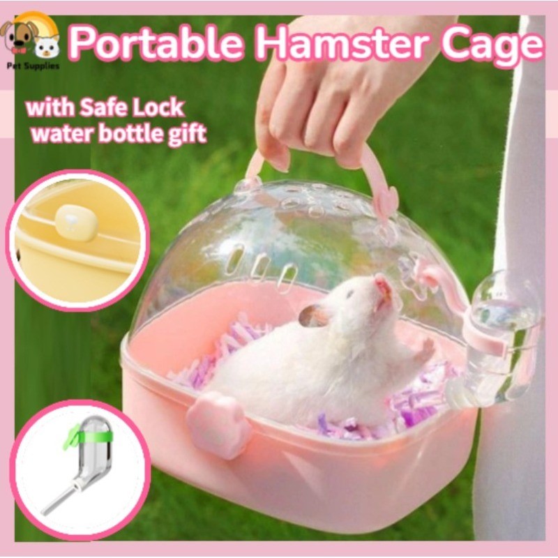 Hamster Cage with Safe Lock Panoramic Sunroof Hamster Travel Cage with ...