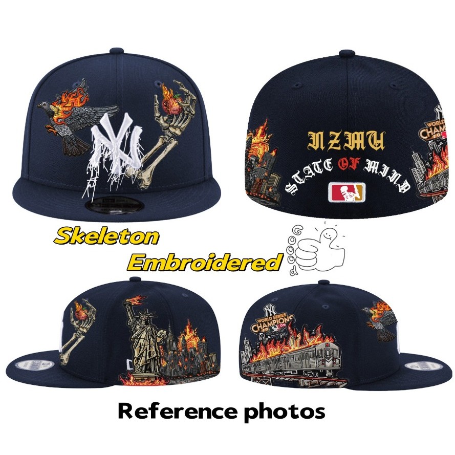 MLB New York Yankees Skeleton Embroidered Fitted Hat Men’s ...