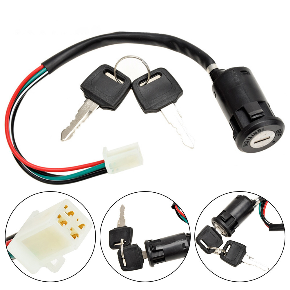 Motorcycle 4 Pin Ignition Key Switch Keys Lock For 50cc 70cc 90cc 110cc ...