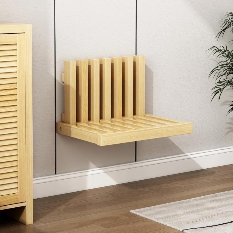 Folding shoe changing stool wall-mounted hanging shoe stool Wooden ...