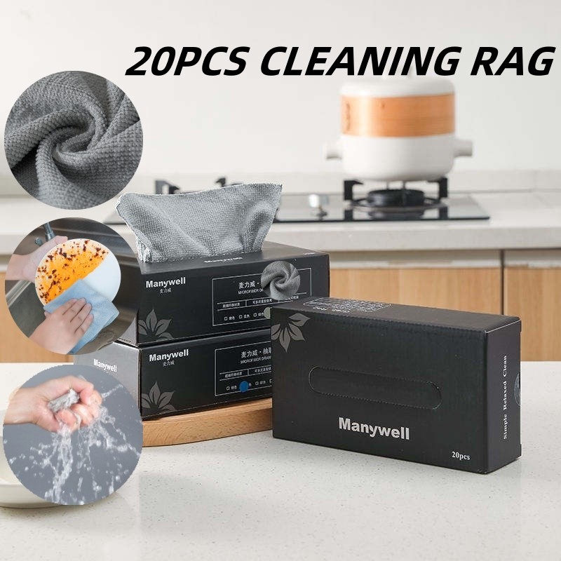 20pcs/box Cleaning Cloth Kitchen Dish Towel Microfiber Withdrawable ...