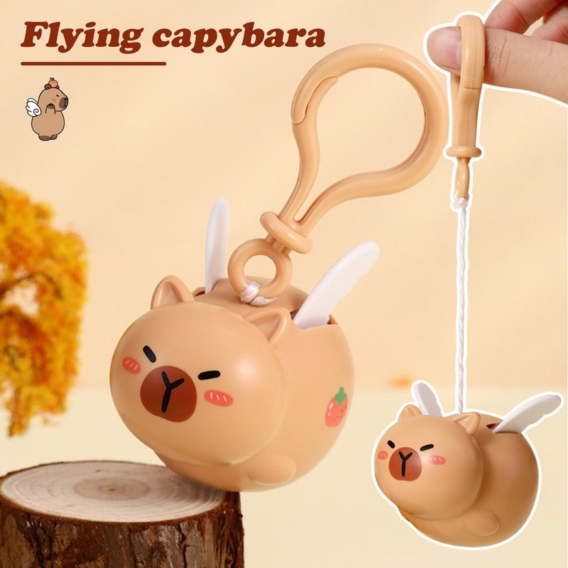 1PC Creative Flying capybara Keychain Kawaii plastic Brown capybara ...