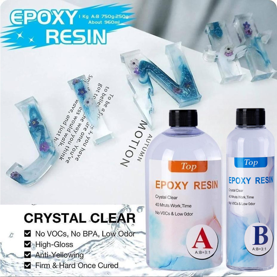 Epoxy Resin Set 1Kg (Hardener Included) 3:1 Ratio Jewelry Making ...