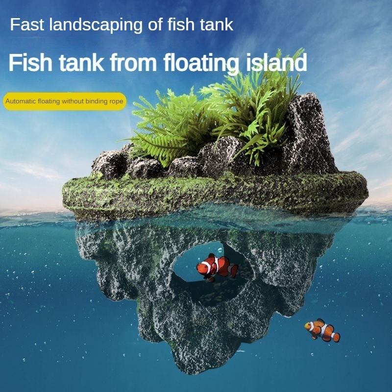 Fish Tank Landscaping Suspended Stone Floating Ornaments Ecological ...
