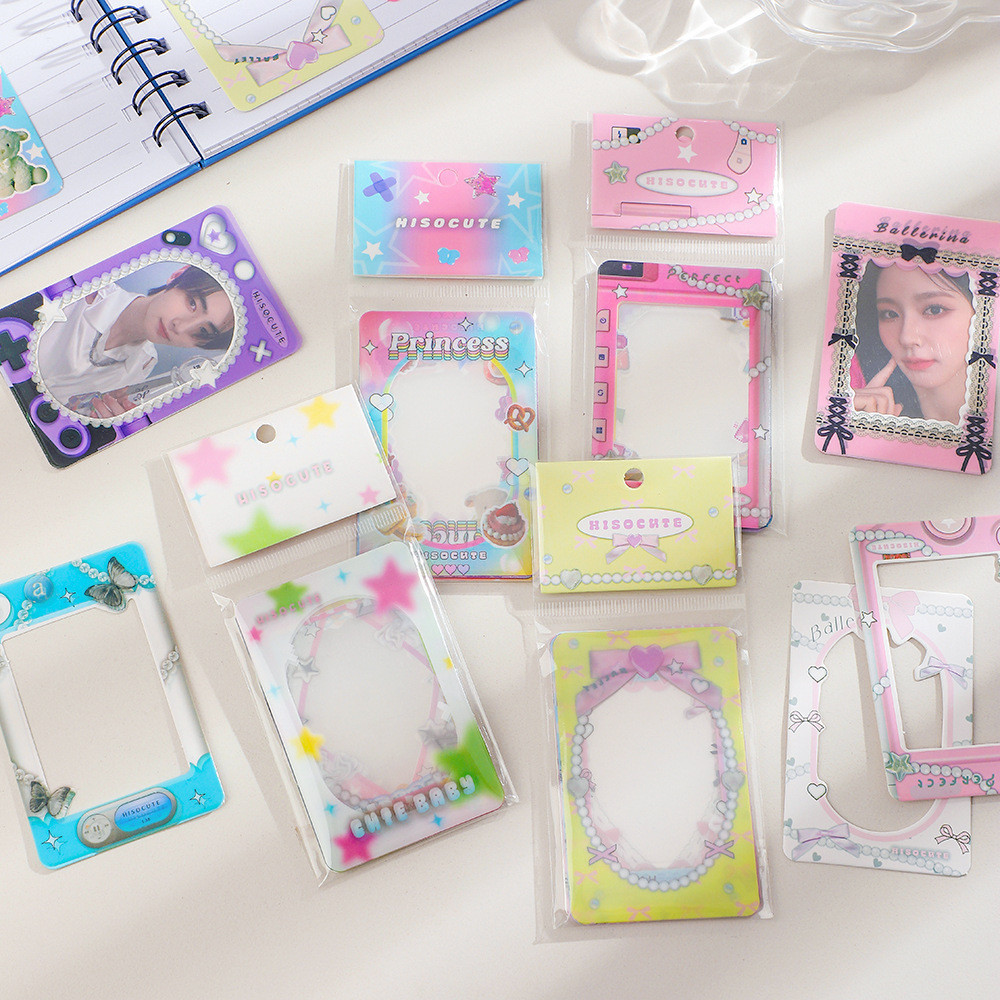 15pcs Kpop gradient star photo card decoration transparent card lace ...