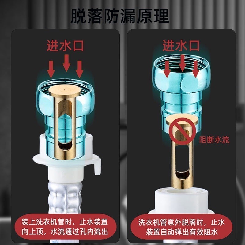 ♣Washing machine faucet automatic water stop valve anti-detachment pipe ...