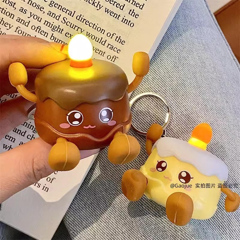 Cute LED Birthday Cake Keychain with Sound Flashlight Mini Fun Toys for ...