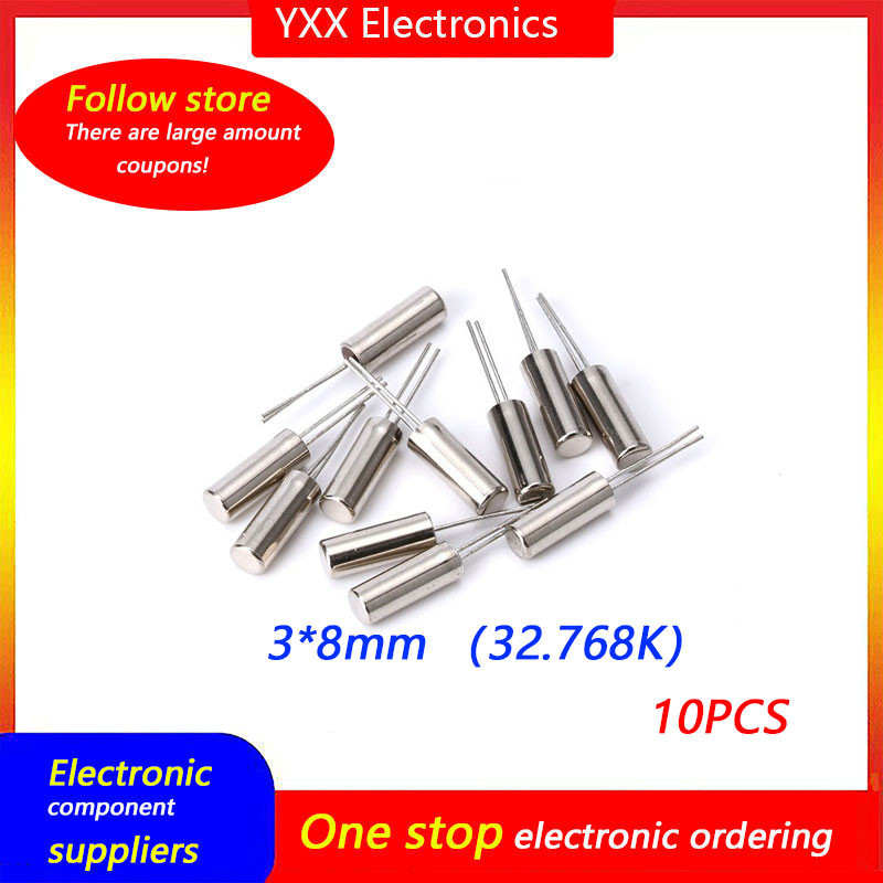 Cylindrical 3 * 8mm (32.768K) quartz crystal 32768 passive crystal oscillator (10 pieces ...