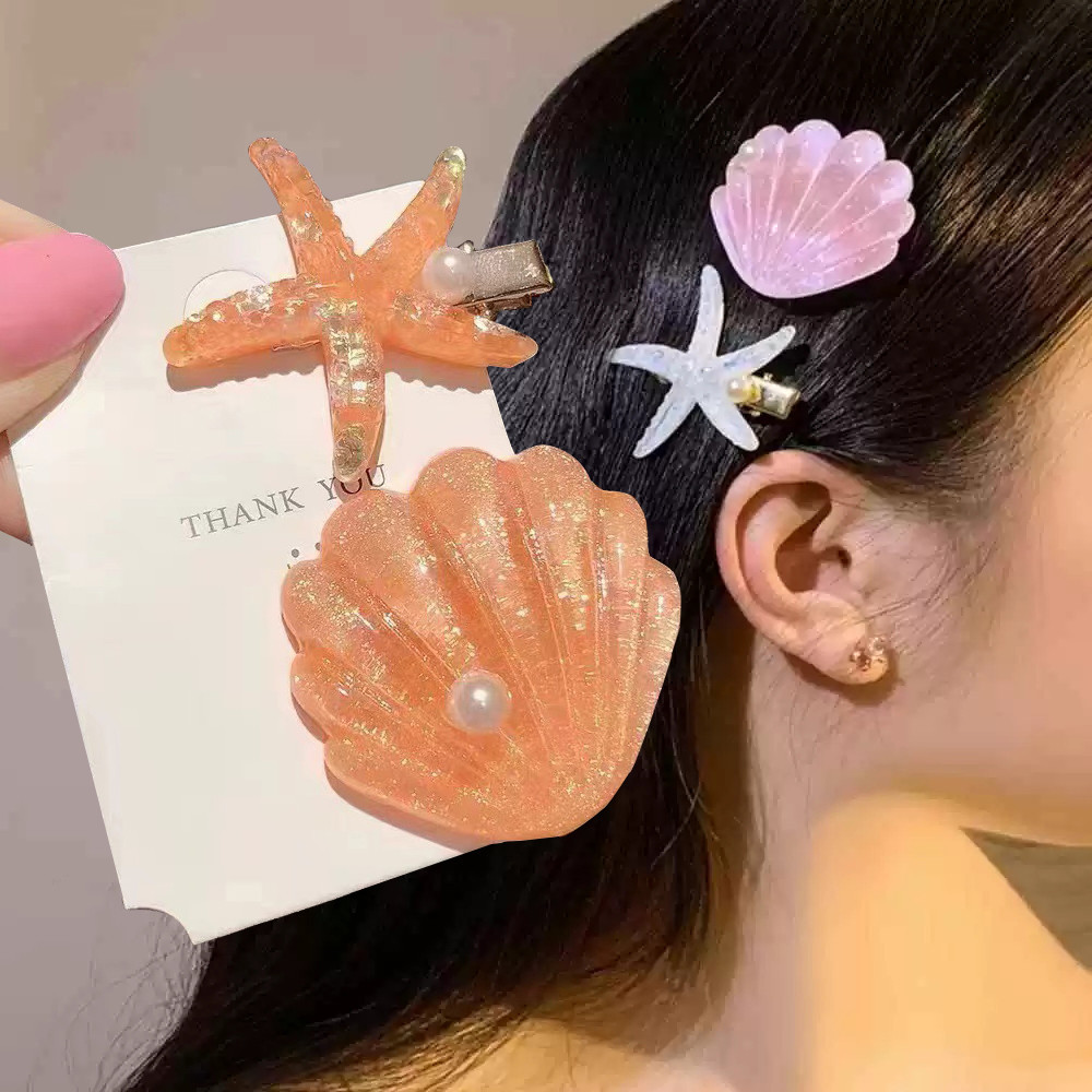 Exquisite Seashell Starfish Shape Hair Pins Elegant Pearl Bangs ...