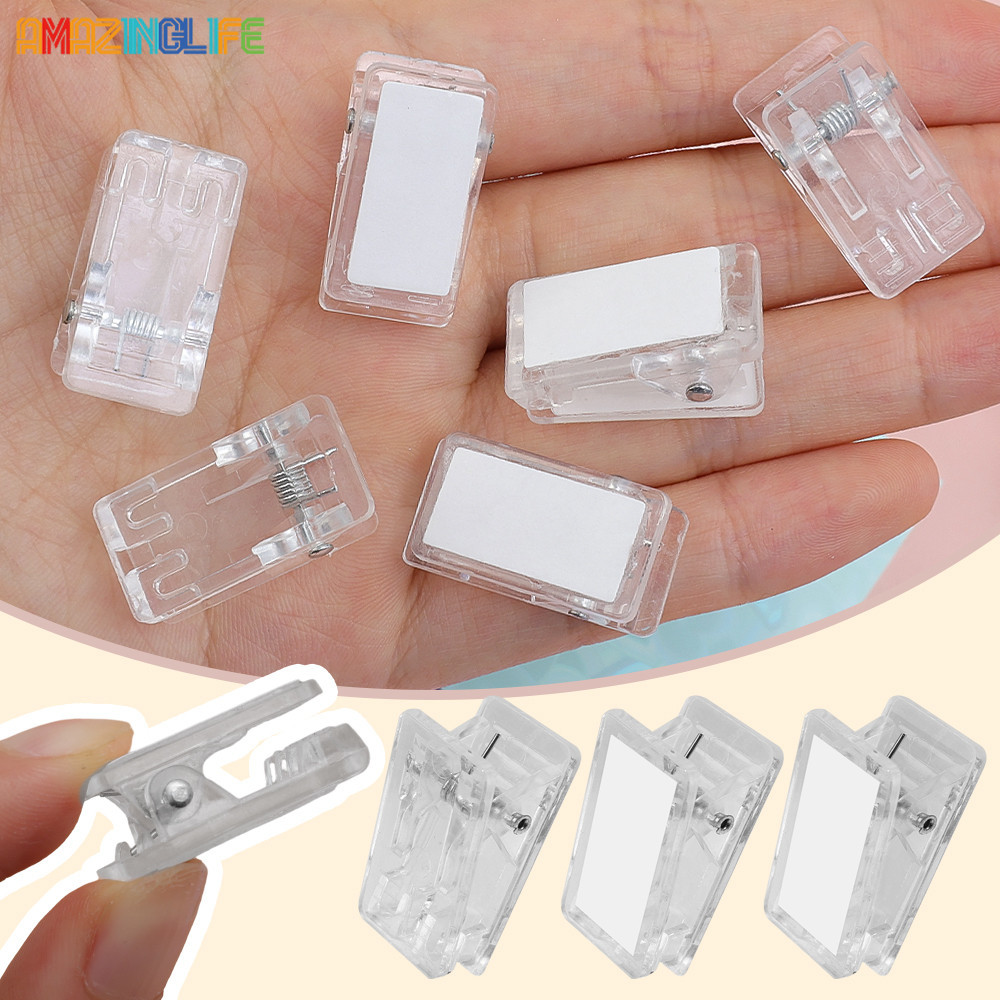 10Pcs Hanging Transparent Adhesive Wall Paper Clip Plastic Home Poster ...