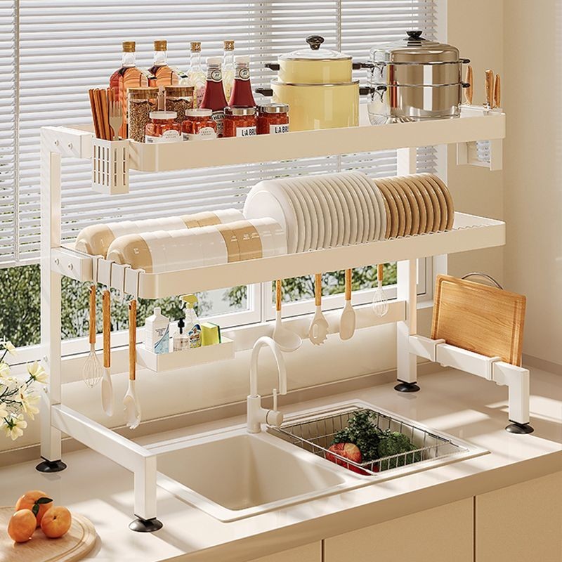 Cream Style Kitchen Sink Storage Shelf Countertop Dish Storage Rack ...