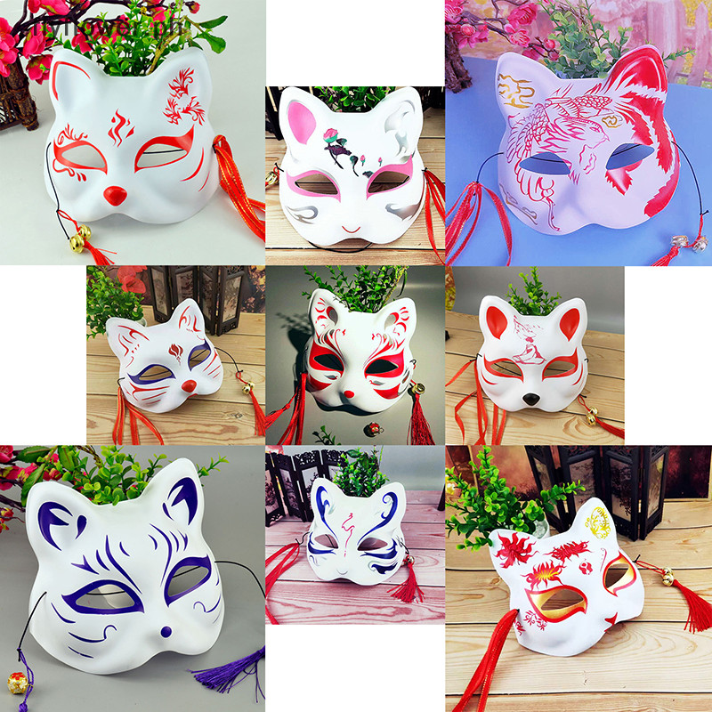 { flyflower.ph } Japanese Hand-Painted Half Face Fox Kitsune Mask ...