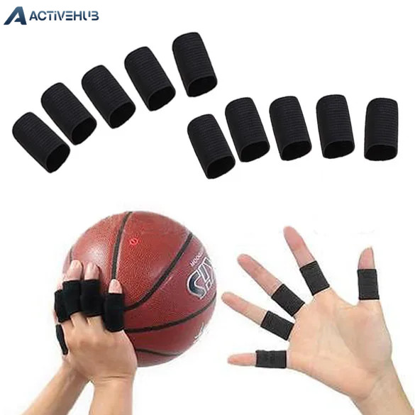 10 PCs Finger Sleeves Elastic Sport Support Brace Thumb Protector For ...
