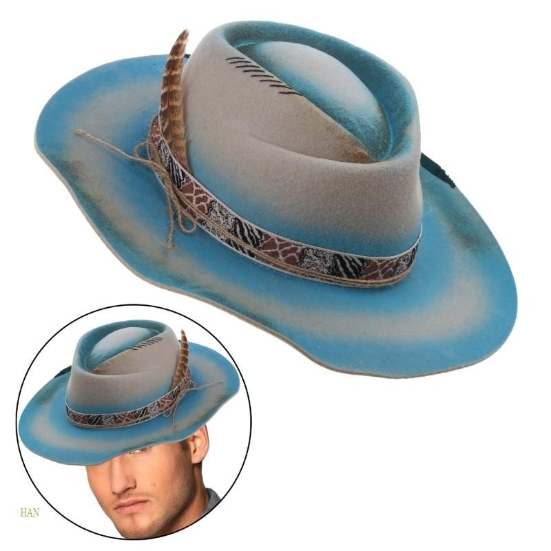 HAN Elegant French Trilby Hat with Feather Hat Band Derby Hat for ...