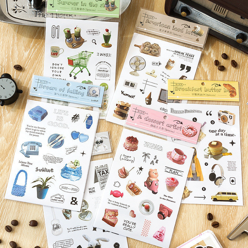 2 Pcs/pack INS Aesthetic Stickers Scrapbook INS Stickers Vinyl Stickers ...