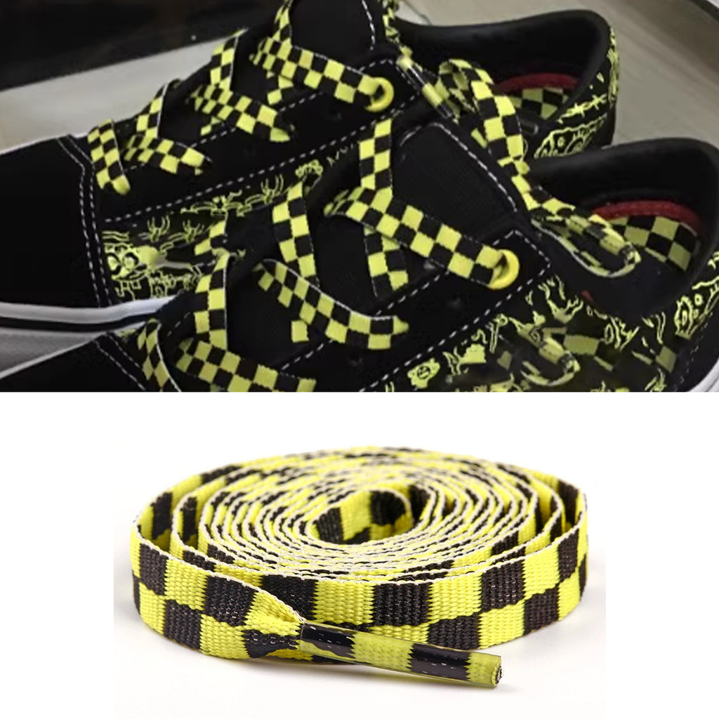 1Pair 8MM Gradient Flat Shoelaces Two-tone Rainbow Mosaic Shoes ...