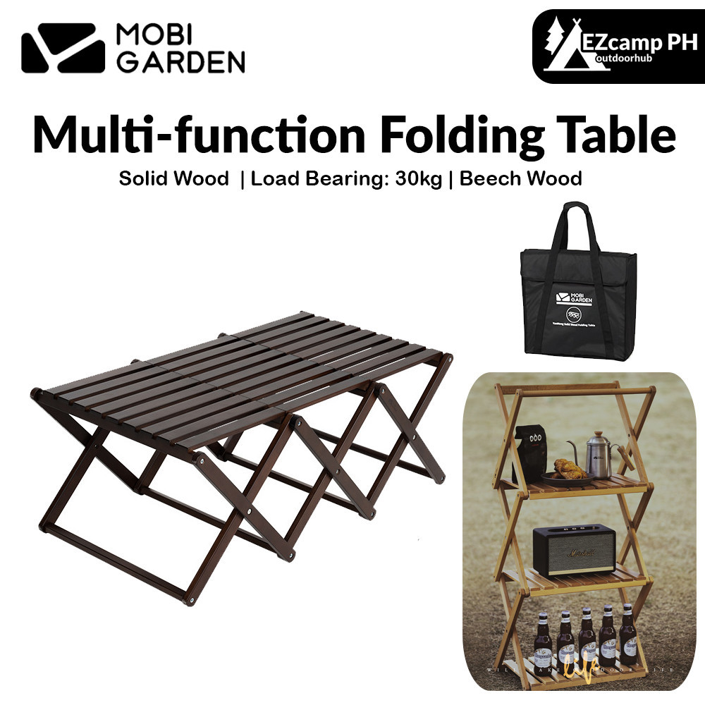 Mobi Garden Multi-Function Folding Table Solid Wood Storage Table Multi ...