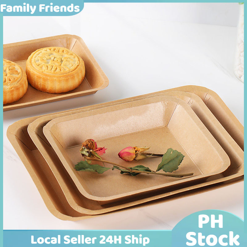 20pcs Disposable Kraft Paper Plate BBQ Food Sushi Packing Container ...