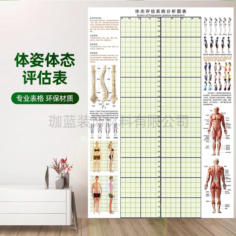 Posture Assessment Chart Wall Sticker Gym Fitness Test Chart Yoga ...