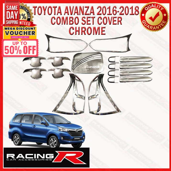 Toyota Avanza 2016 to 2018 Combo Set Garnish Cover Matte Black Chrome ...