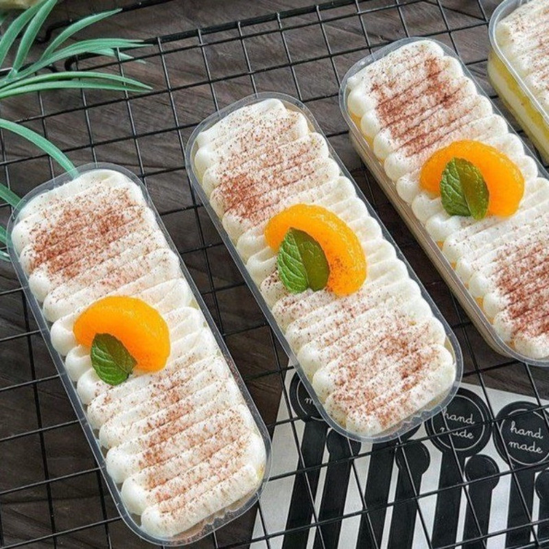 25 Bread Dessert Containers Transparent Baking Plastic Rectangular ...