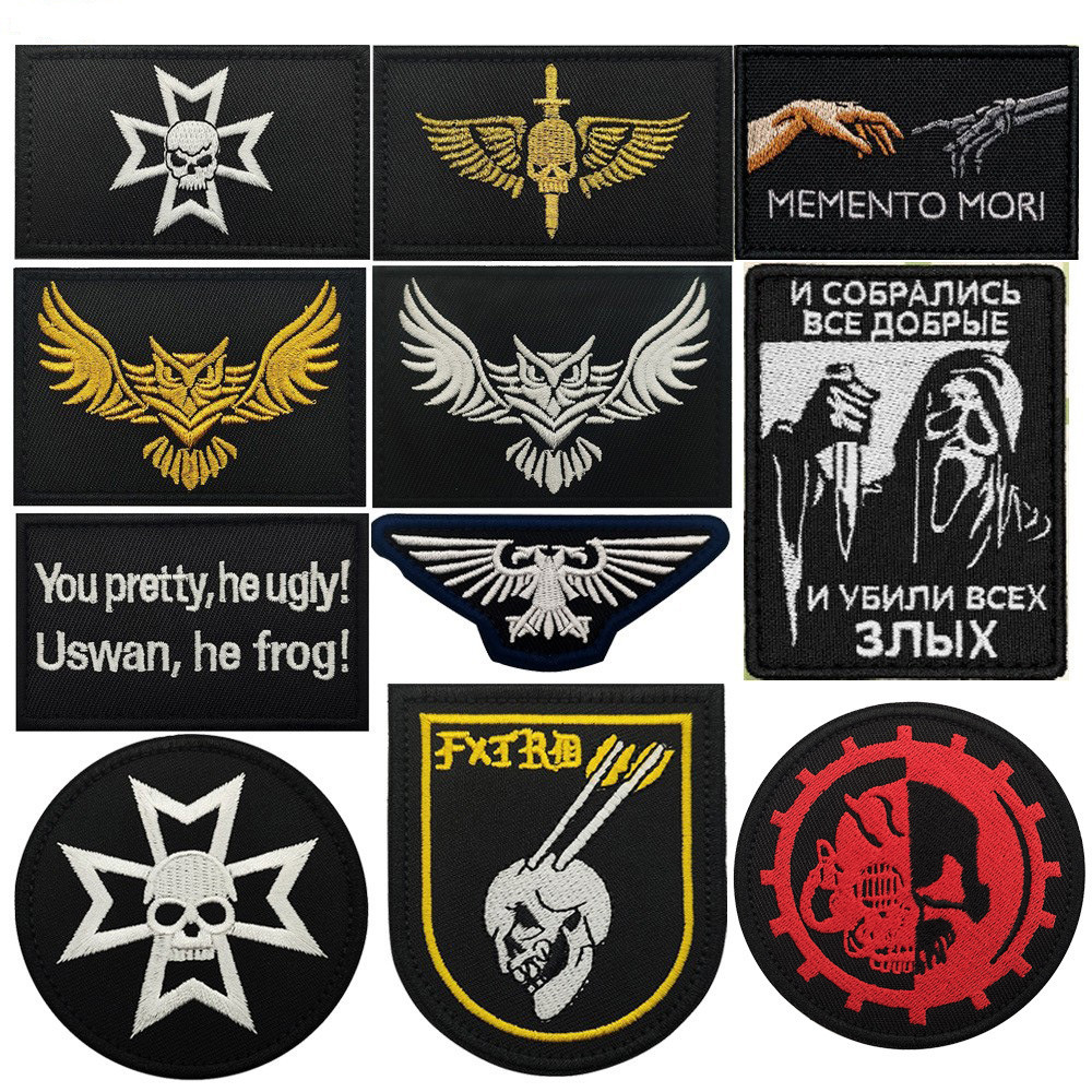 Outdoor Bag Velcro Badge WarHammer Samurai Skull Embroidery Cloth ...