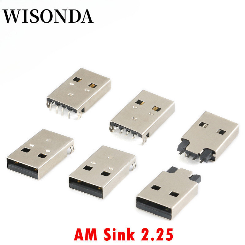 10Pcs/Lot USB 2.0 Jack Plug Connector 4pin A Male Sink 2.5 SMT Cable ...