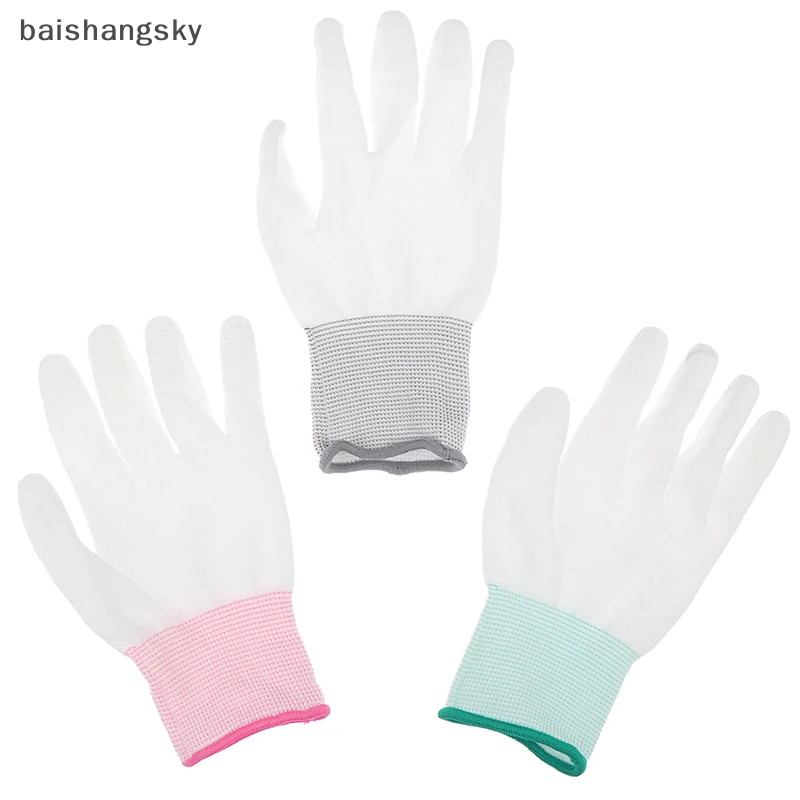 baishangsky 3 Pairs Of PU Palm Coated Work Gloves White Dust-free ...