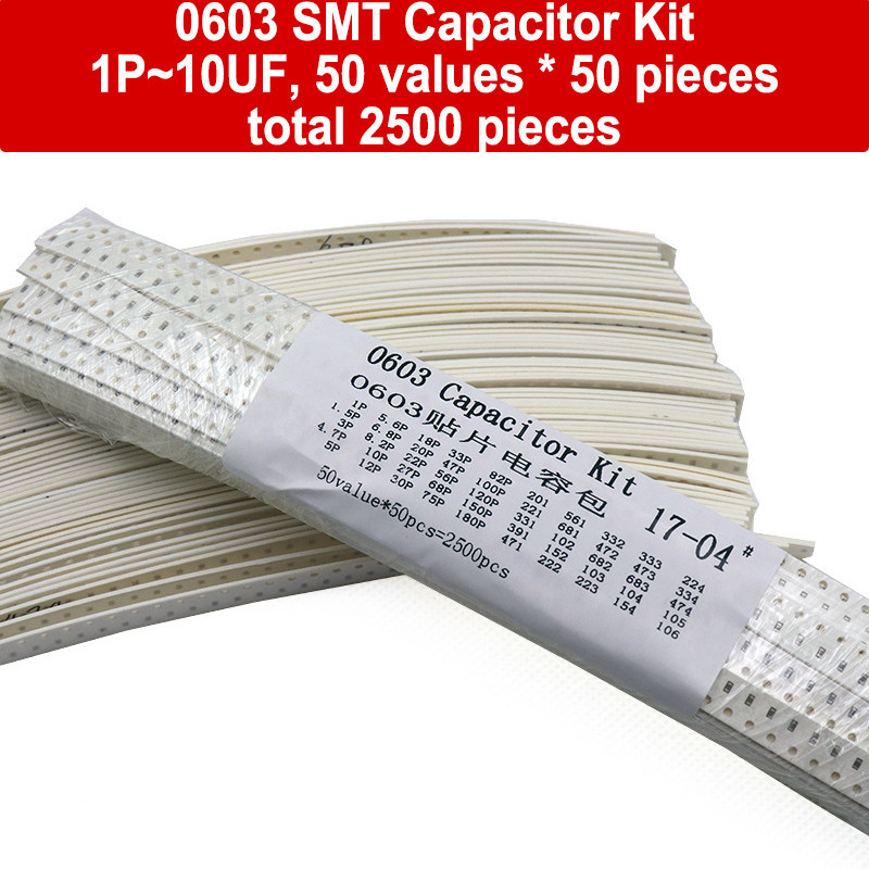 0603 SMD capacitor pack/kit, 1P~10UF, Common capacitor capacities, 50 ...
