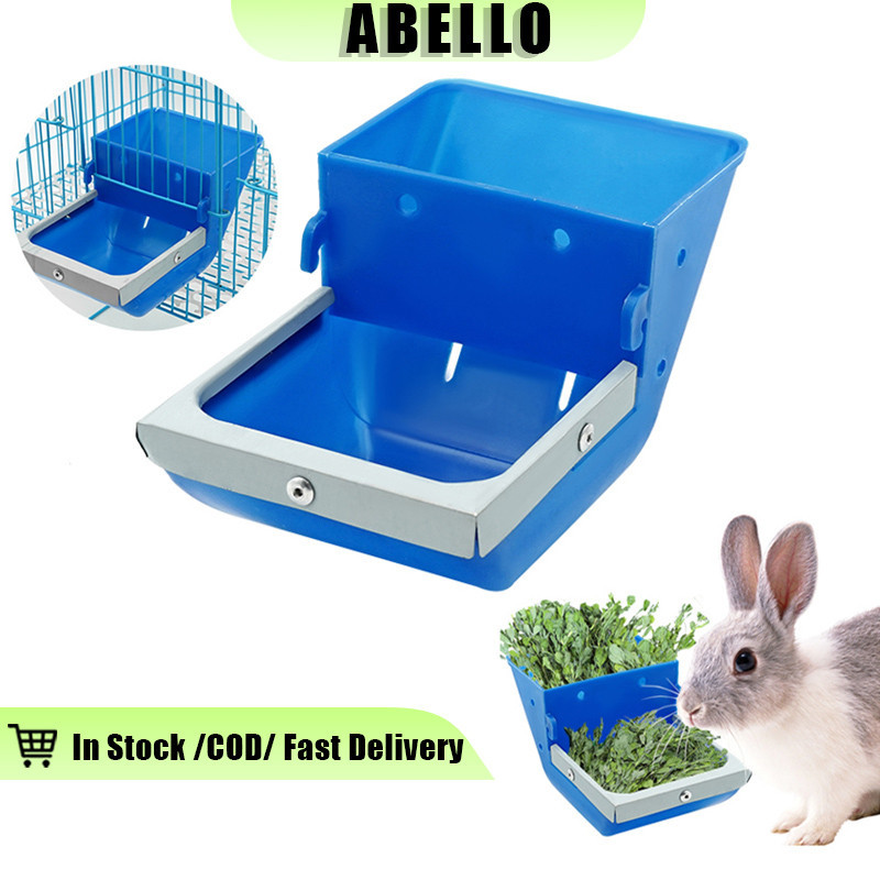 Blue Plastic J feeder 4 inch Rabbit J Feeder Pet Hanging Feeder Feeding ...
