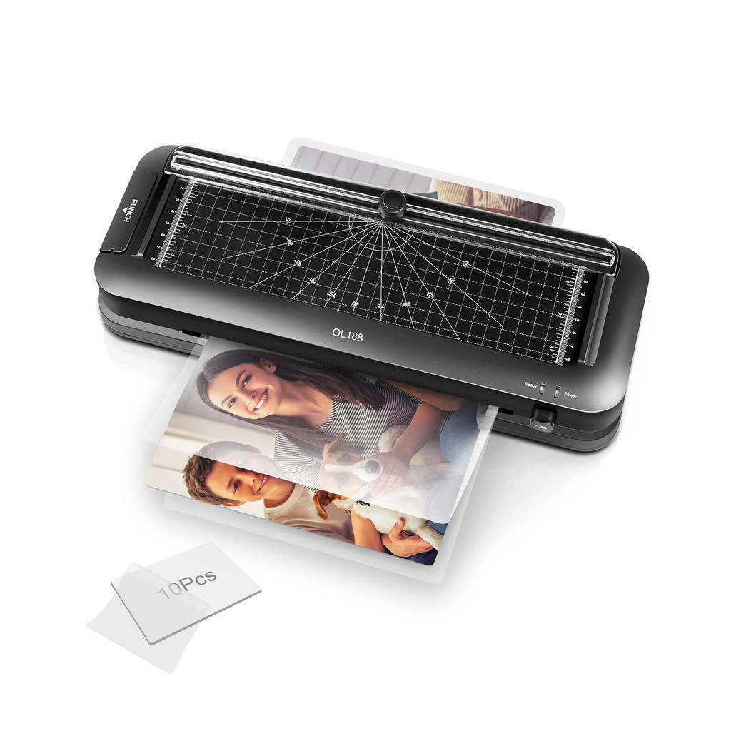 OL188 Desktop Laminating Laminate Machine Built-in Paper Trimmer Punch ...